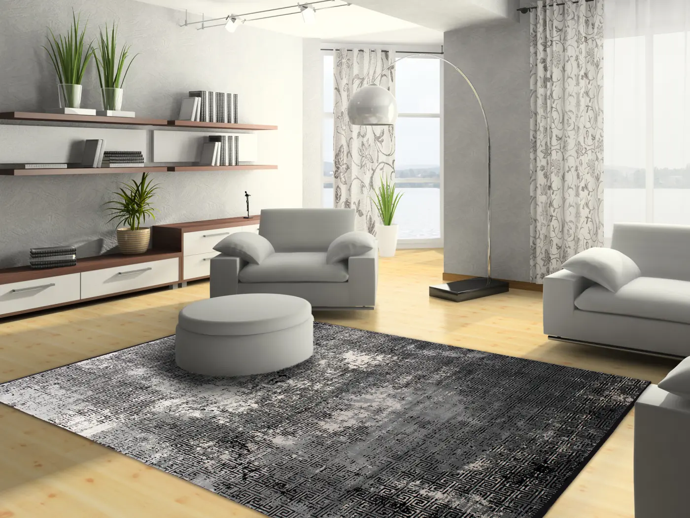 Interliving Teppich Serie IL 8620 GrauSchwarz ca. 67 x 130 cm | 63629.0.